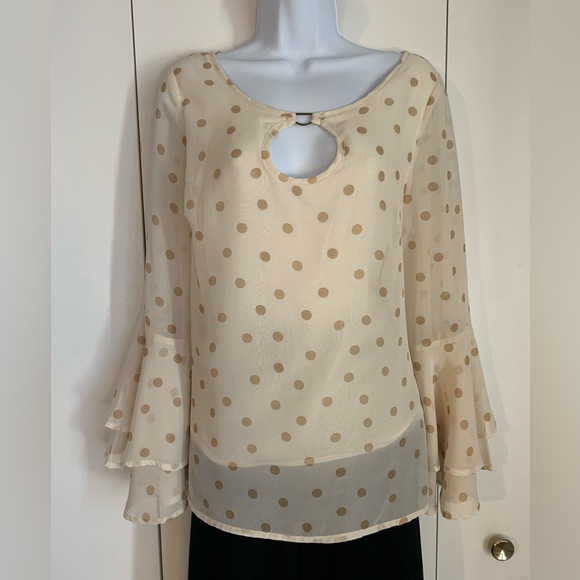 entro | Tops | Entro Womens Sheer Cream Tan Peasant Blouse Size Medium ...